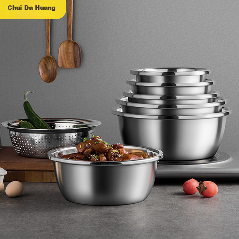 COOKER KING Набор из 5 нержавеющих стальных мисок 304 для мытья овощей, дренирования, замешивания и приготовления