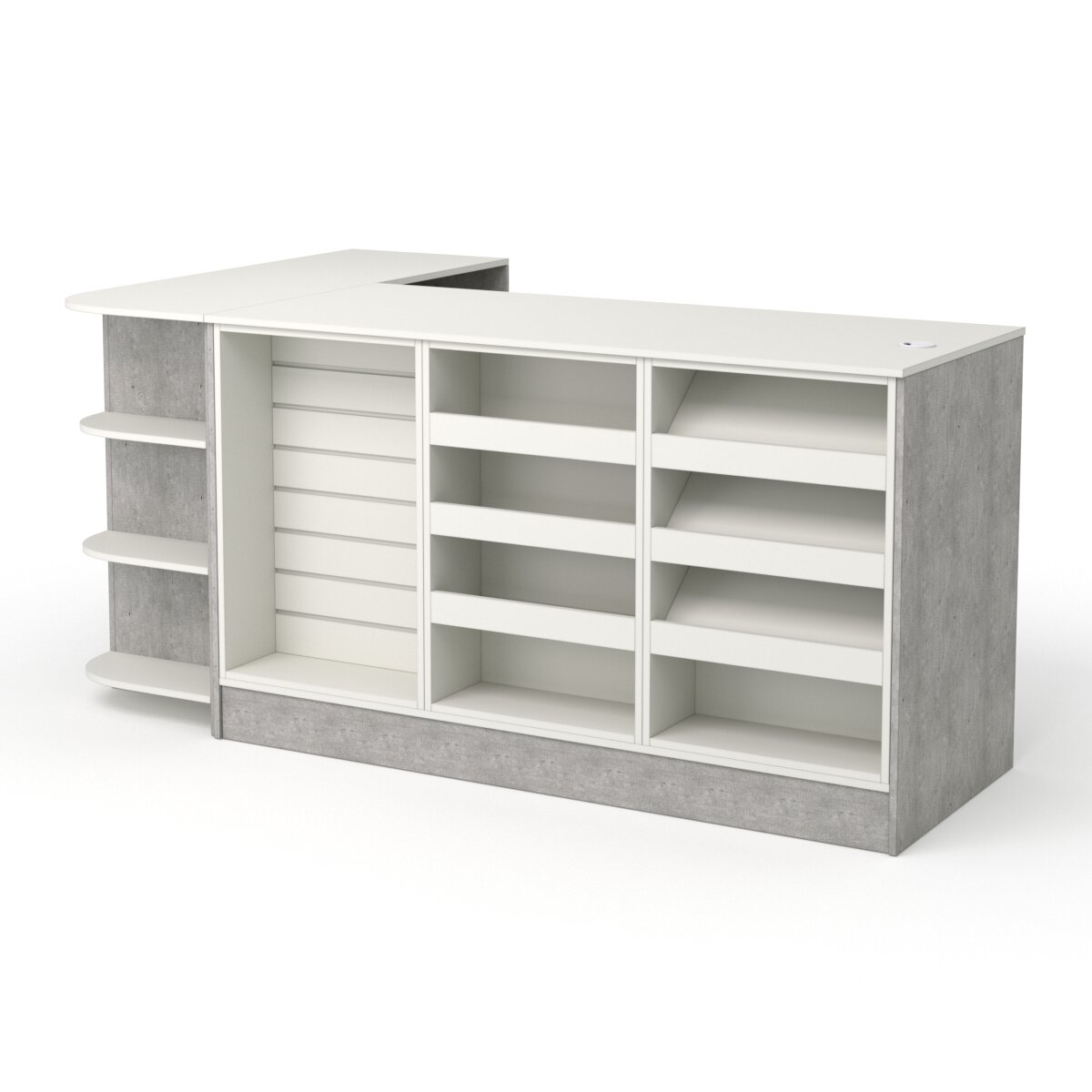 Кассовый стол "ривьера" №4 левосторонний, Метрополитан Грей и Белый