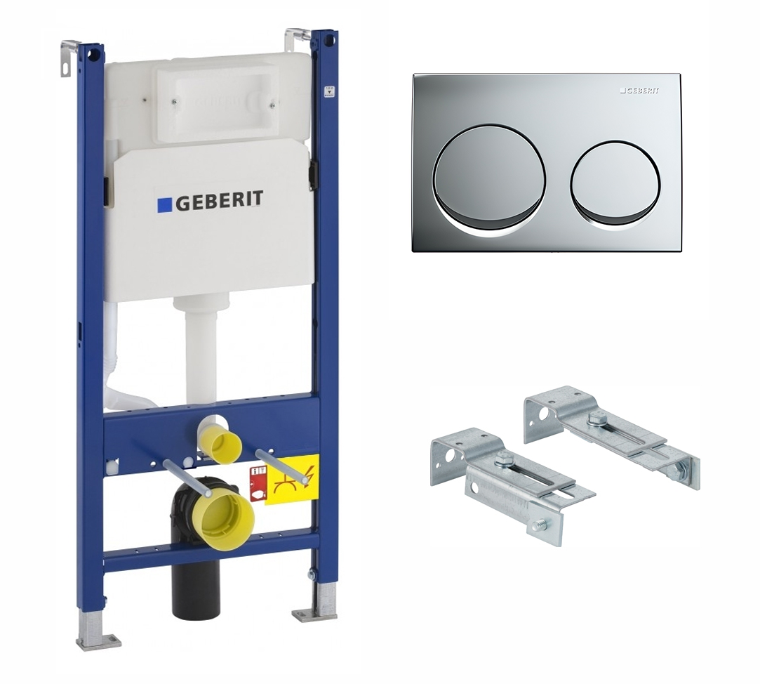 Система инсталляции для унитазов Geberit Duofix 3 в 1 с кнопкой хром Alpha20 458.175.00.1+111.839.00.1+115.040.21.5