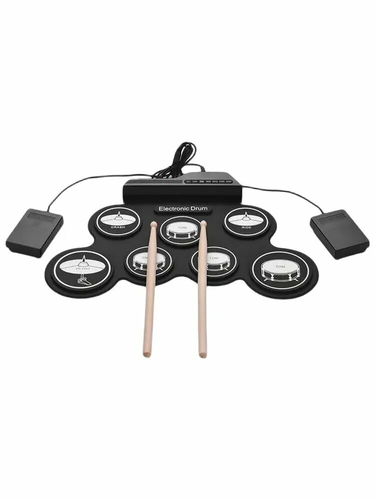 Электрическая барабанная установка с 7 пэдами, портативный рулонный барабан