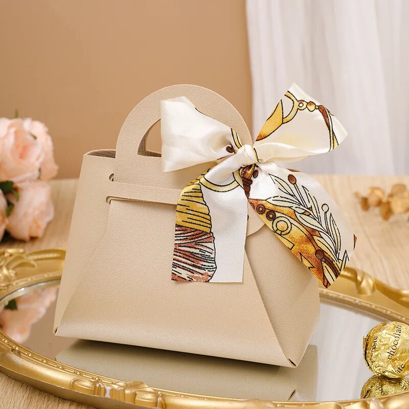 Кожаные подарочные пакеты 10 шт Бежевый, Apricot, 12x13x5cm