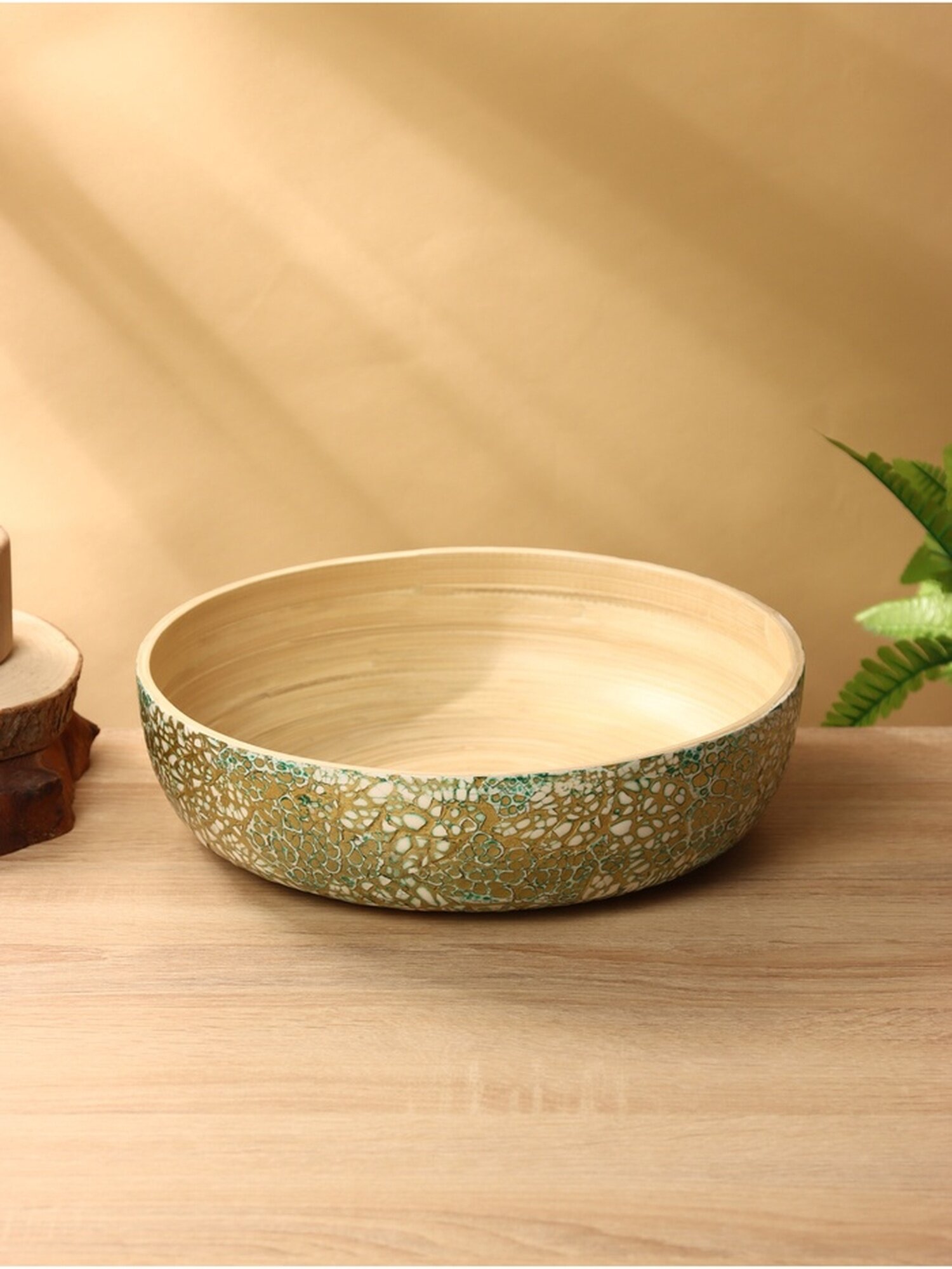 Салатник Сима-ленд, ручная работа, 30 см, для салата, бамбук, бежевый