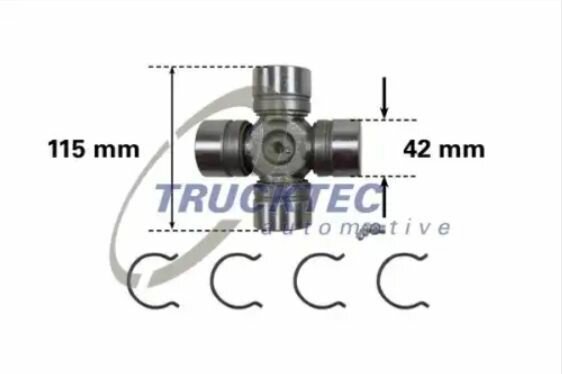 02.34.013 крестовина кардана! со стопорами 42x115 MAN, MB