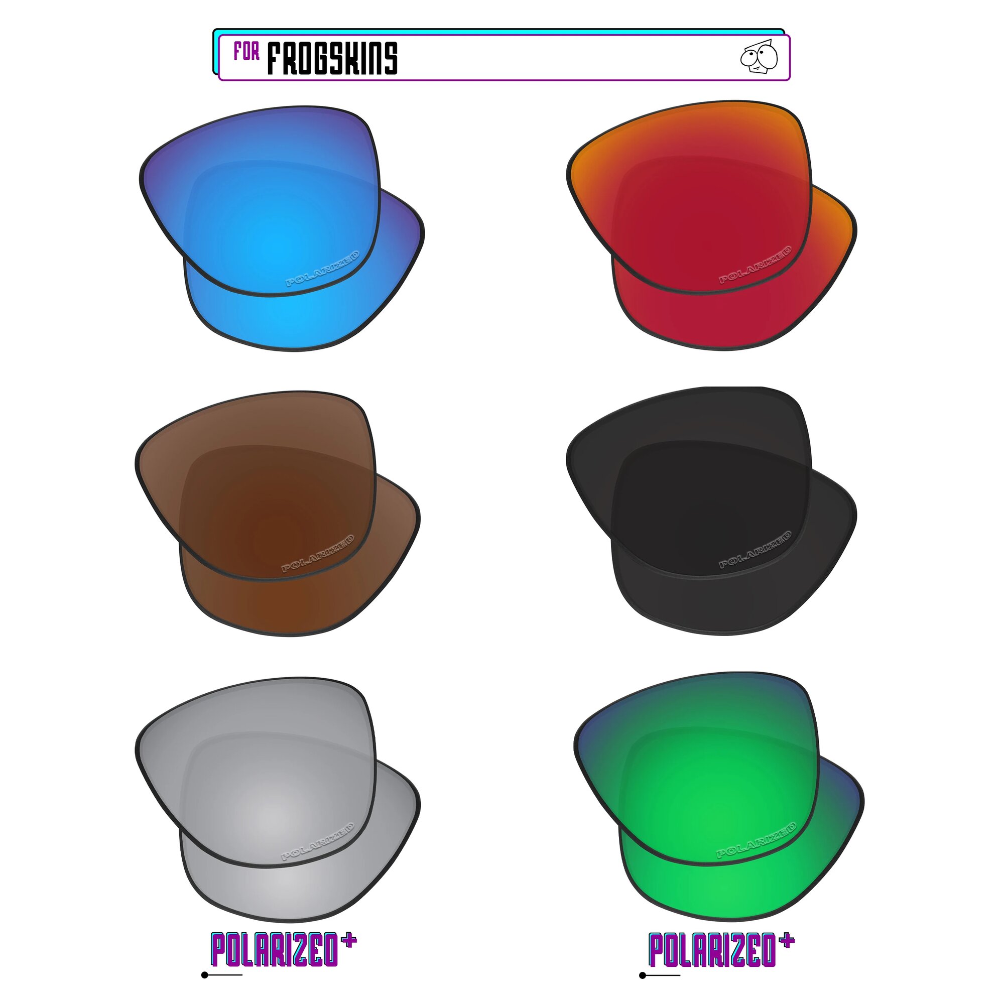 EZReplace Поляризованные линзы для Oakley Frogskins 6PCS P Plus