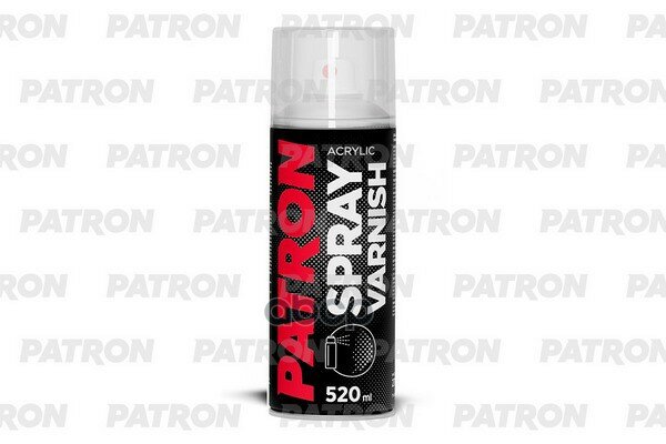 Лак акриловый 520 мл (нетто 270г.) - прозрачный глянцевый, быстросохнущий универсальный, аэрозоль PATRON арт. PAC120