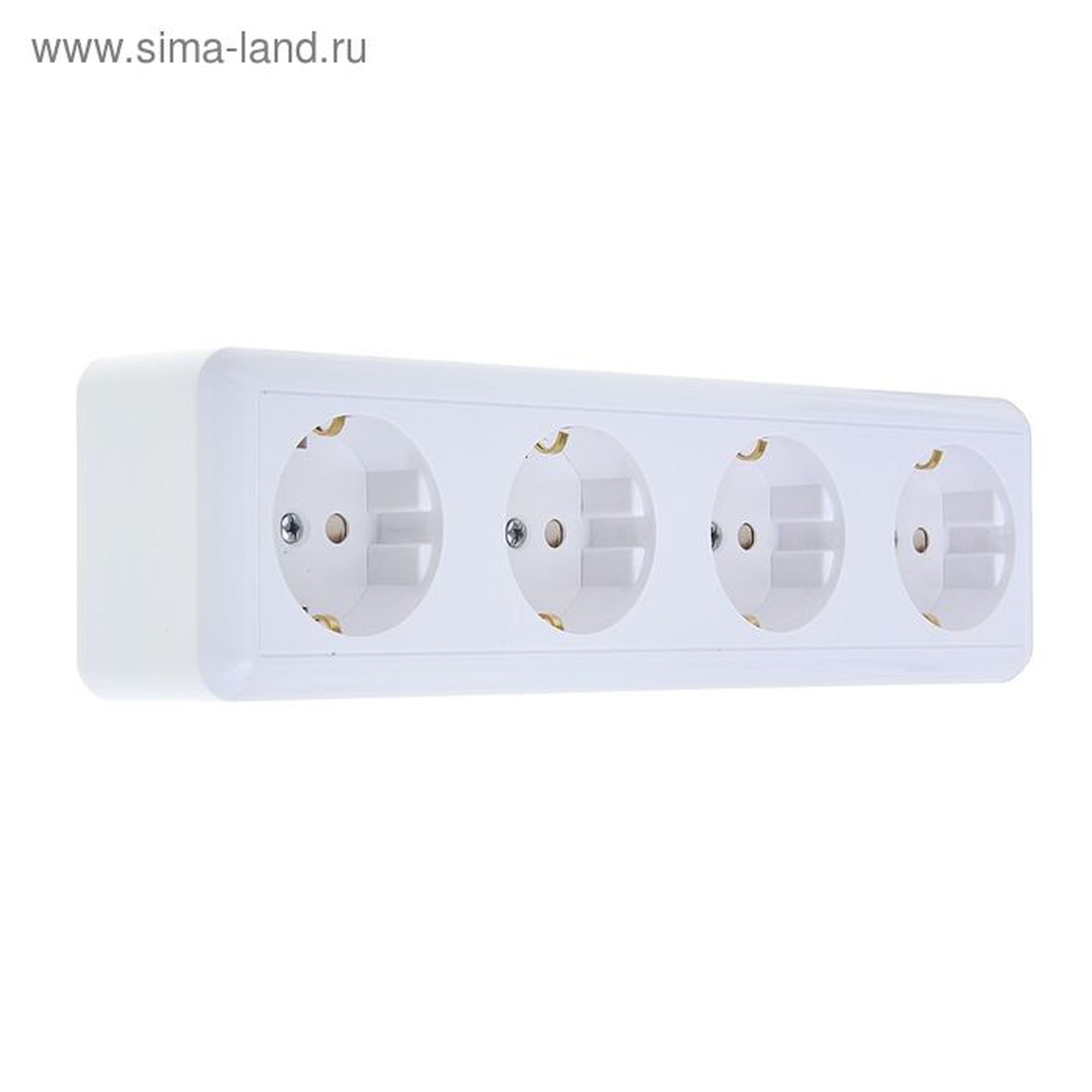Розетка «Кунцево» Оптима, четырехместная, 16 А, 250 В, с з/к, наружная, со шторками, белая