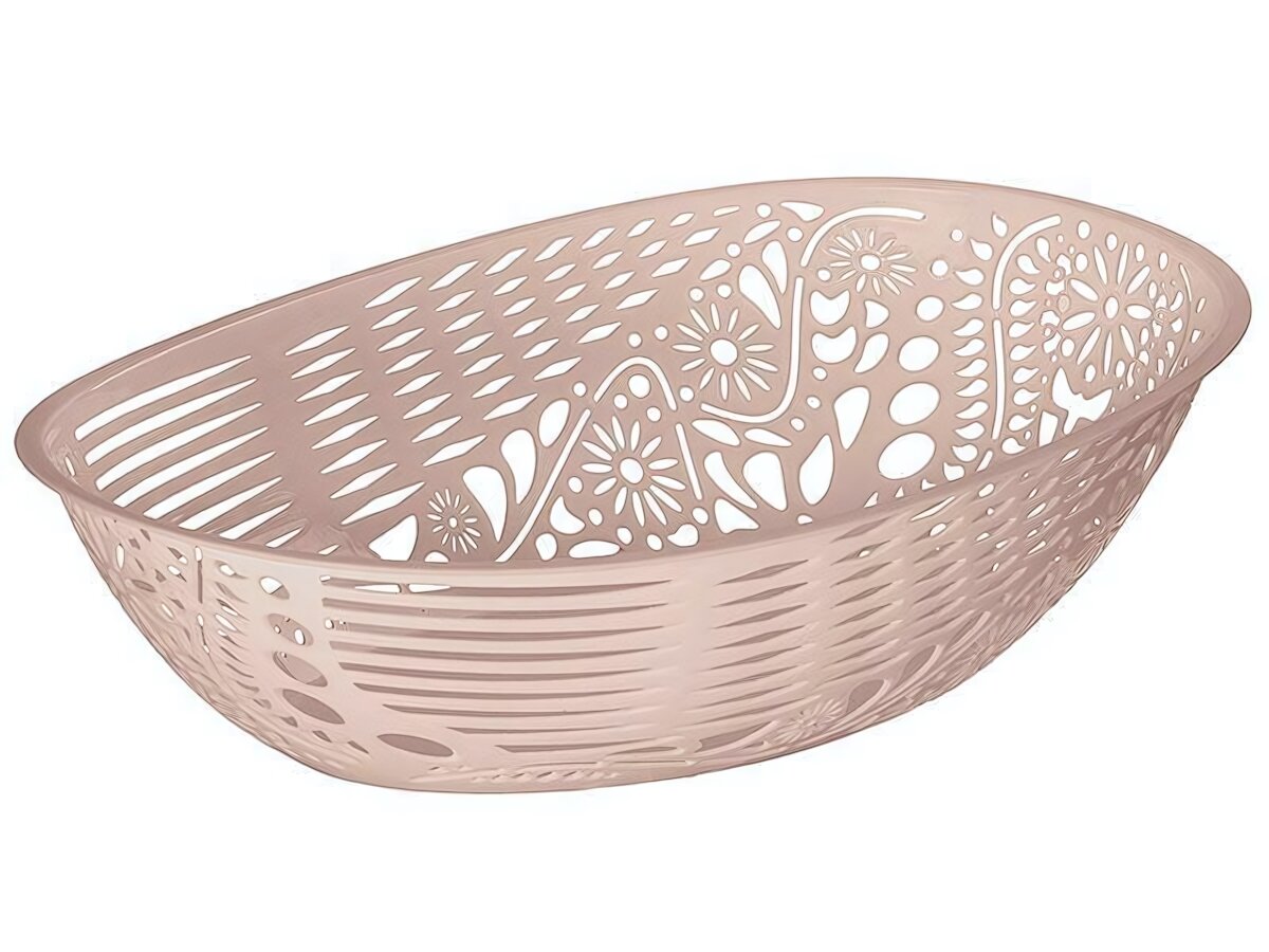 Сухарница овальная пластиковая 200×265×90мм, ажурный дизайн, цвета в ассортименте