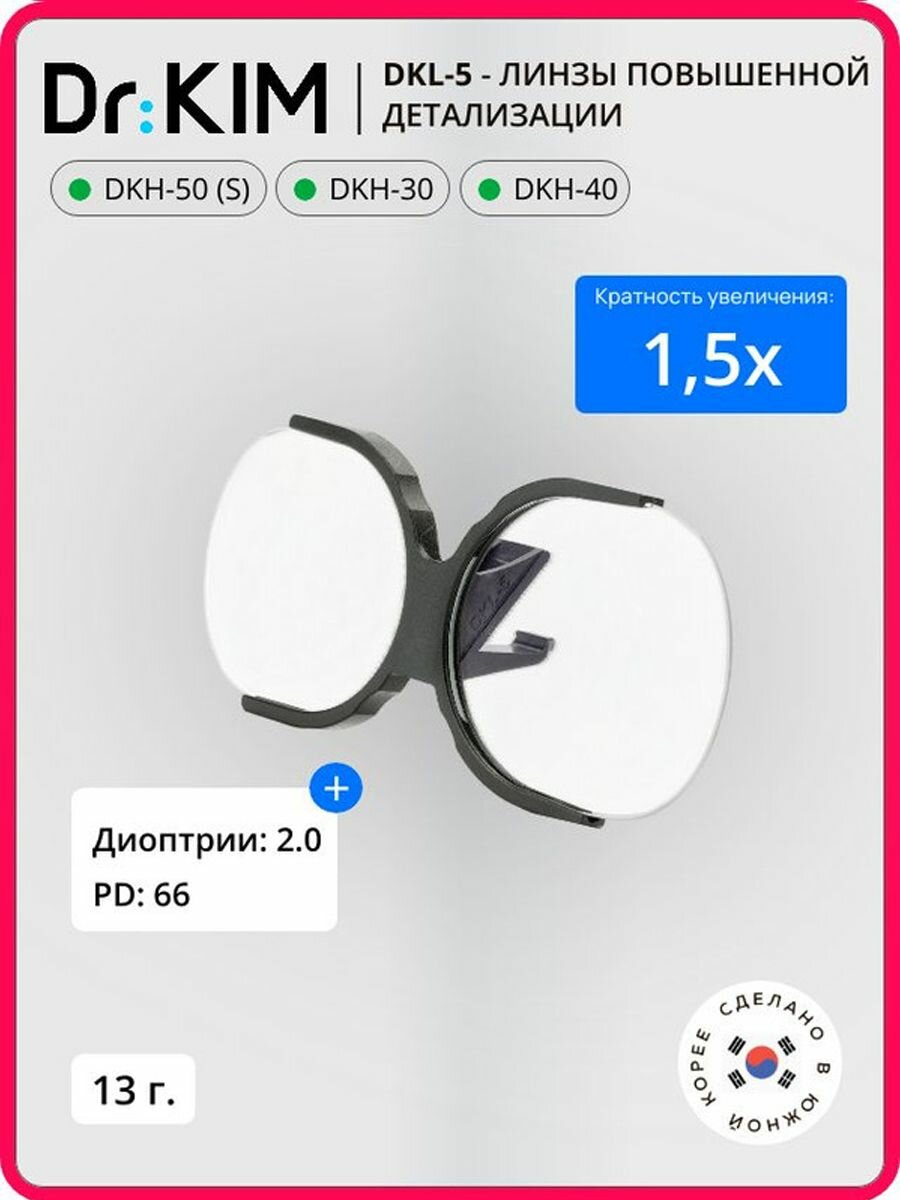 Dr.Kim DKL-5 - линзы повышенной детализации с увеличением 1.5х (66/2.0) для налобного осветителя