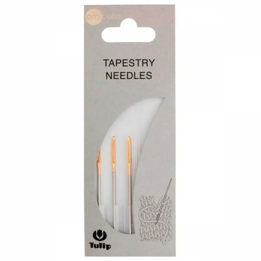 Иглы ручные для шитья пряжей, круглый наконечник, размер 1,35*54,5мм (N 17), сталь, Tulip, AC-038e