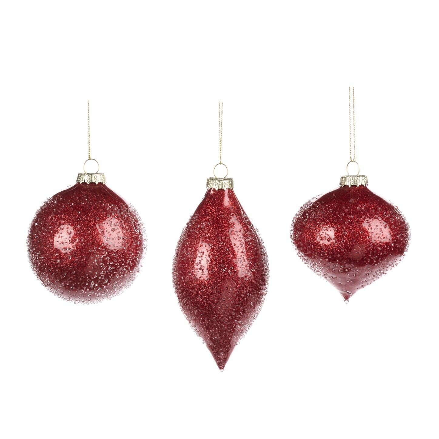 Шары GOODWILL M&G (набор 3 формы) красные 8 см, стекло