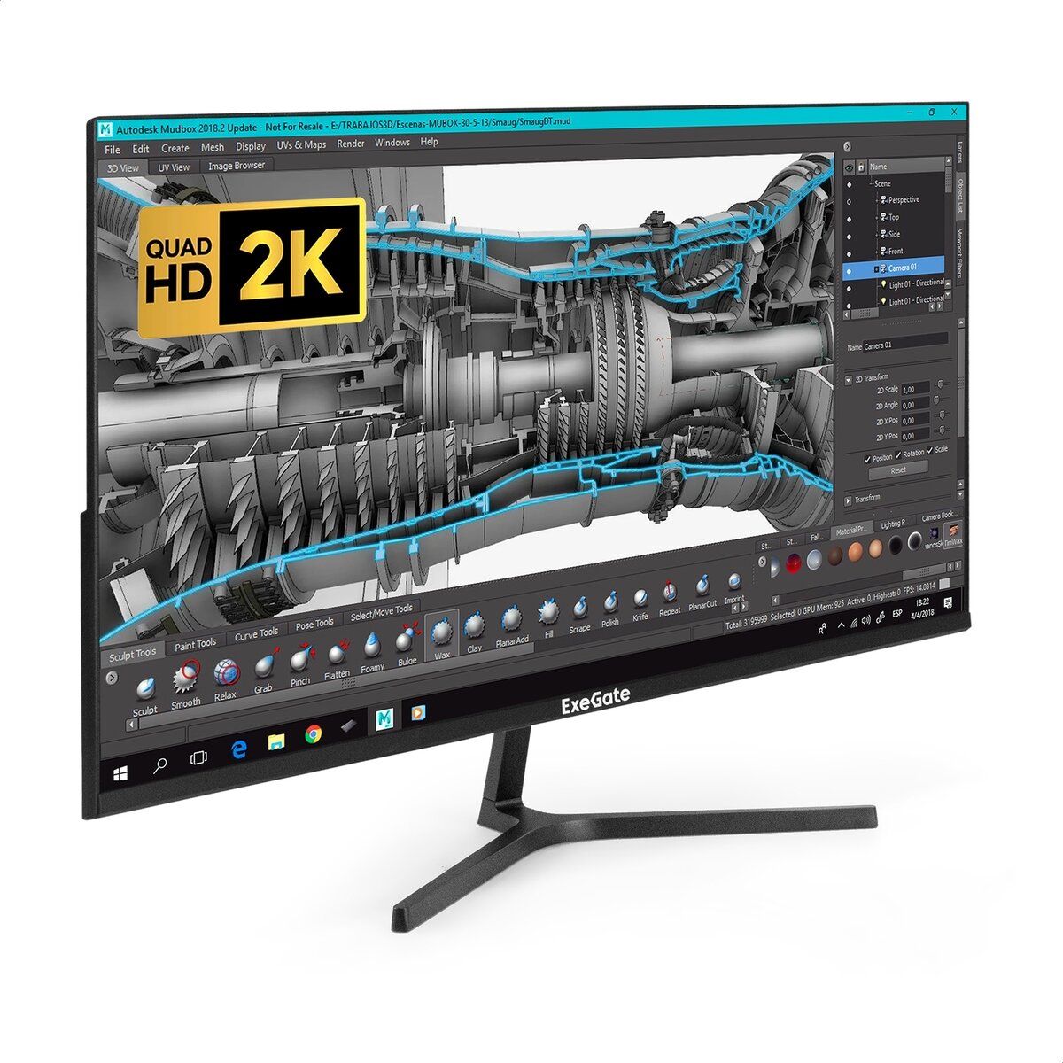Монитор 27" ExeGate SuperView ES2707CA, IPS, 2560x1440@75Гц, 16:9, 300cd/m2, 1ms, DP, HDMI, 1х3,5 мм EX297307RUS