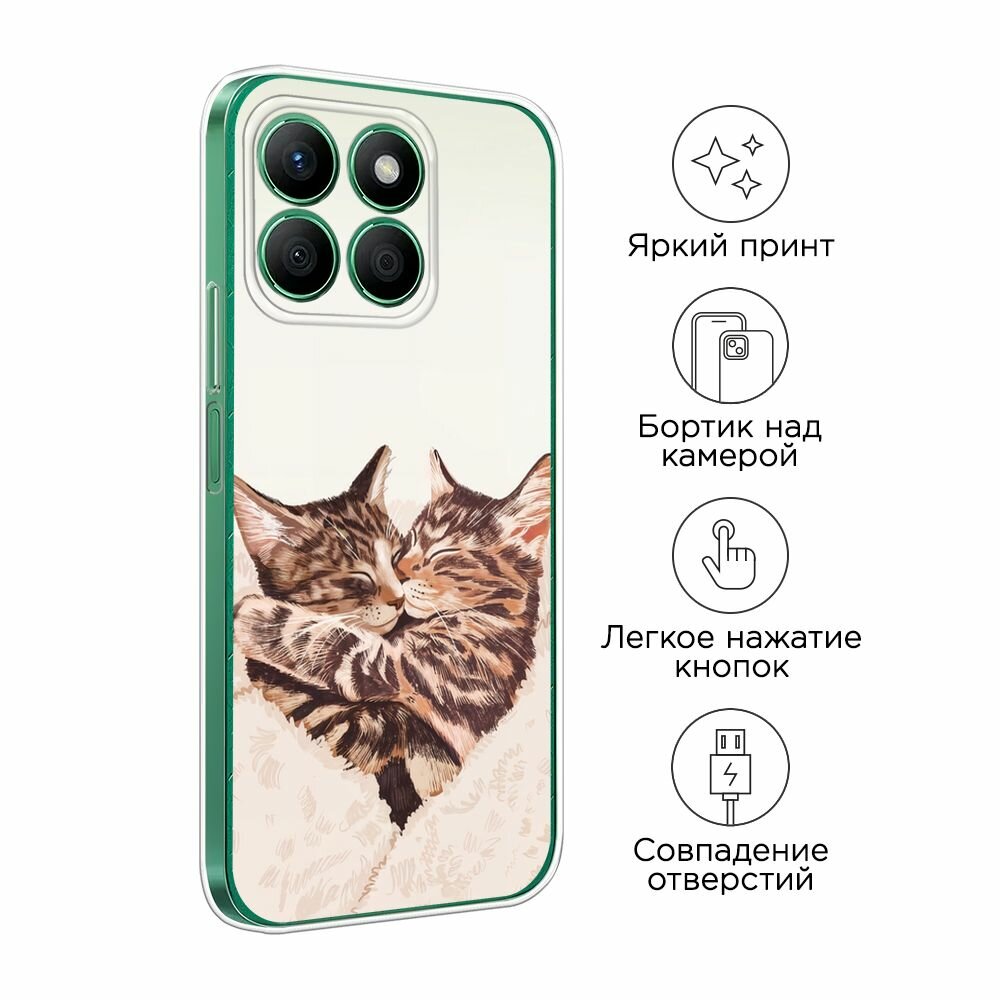 Чехол на Honor X8B / Хонор X8B с принтом "Влюбленные котейки - 14 февраля" — фото 1