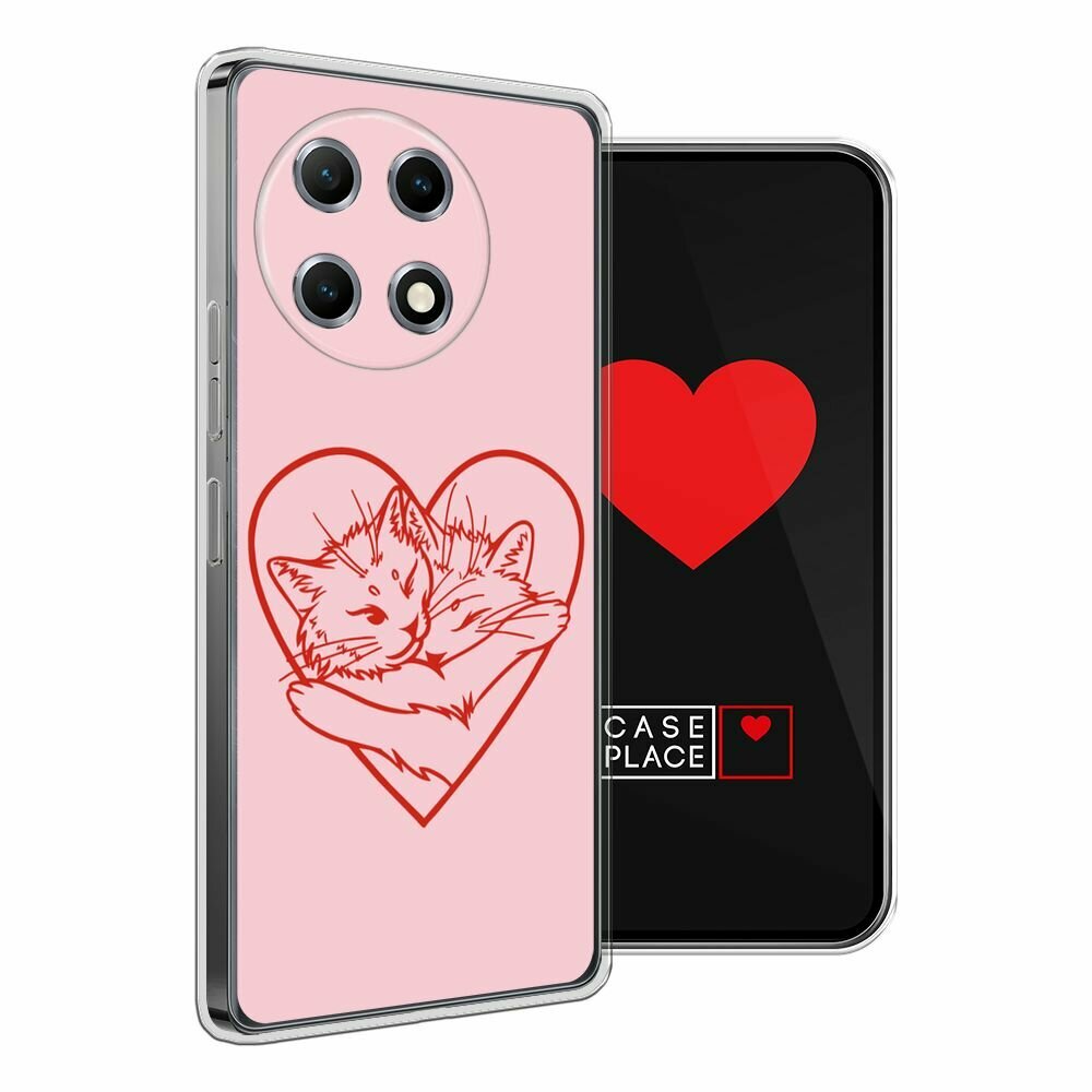 Чехол на Tecno Camon 30S / Текно Камон 30S с принтом "Влюблённые котики рисунок 1 - 14 февраля" — фото 1