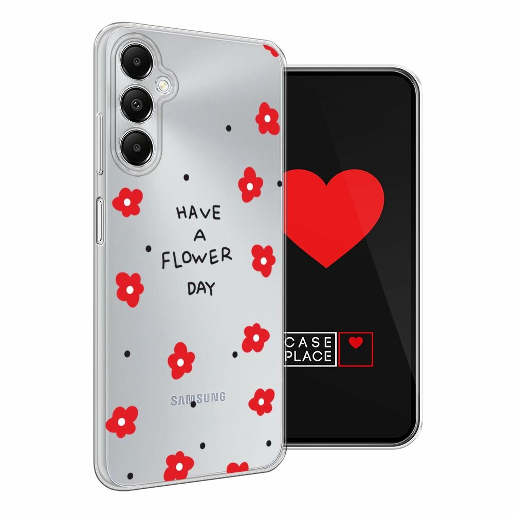 Чехол на Samsung Galaxy A05s / Самсунг Галакси A05s с принтом "Have a flower day 2", прозрачный — фото 1