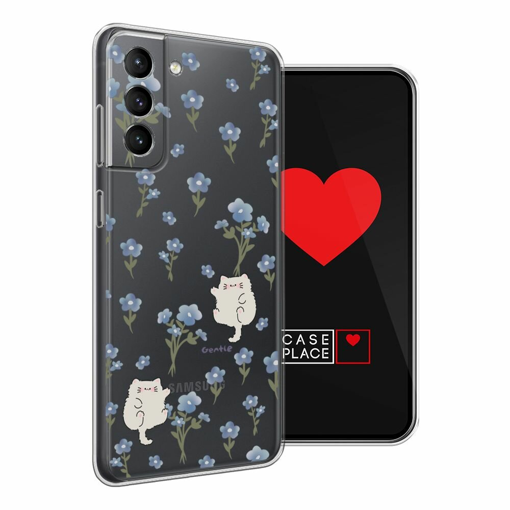 Чехол на Samsung Galaxy S21 / Самсунг Галакси S21 с принтом "Gentle cats", прозрачный — фото 1