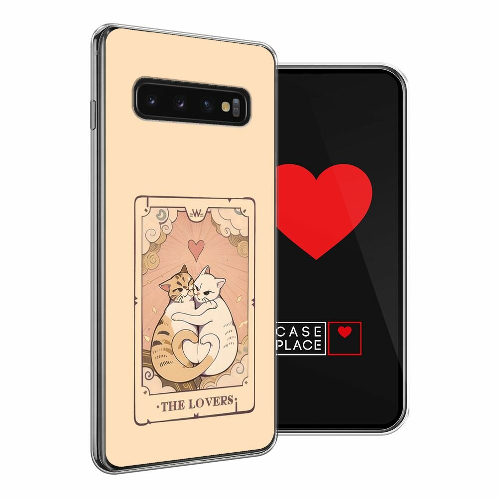 Чехол на Samsung Galaxy S10 + / Самсунг Галакси S10 Плюс с принтом "The lovers cats 1 - 14 февраля" — фото 1
