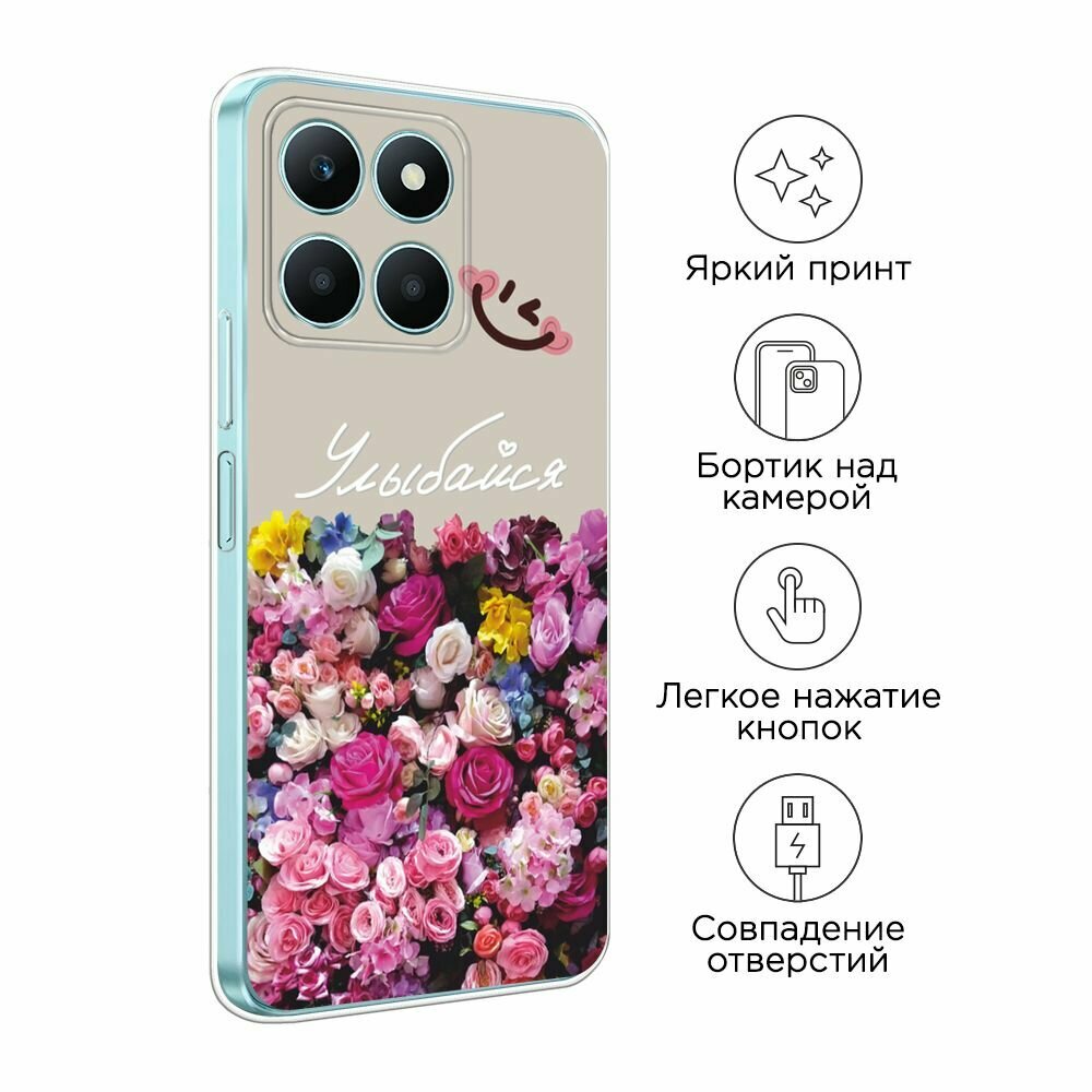 Силиконовый чехол на Honor X6A / Хонор X6A с принтом "Букет счастья" — фото 1