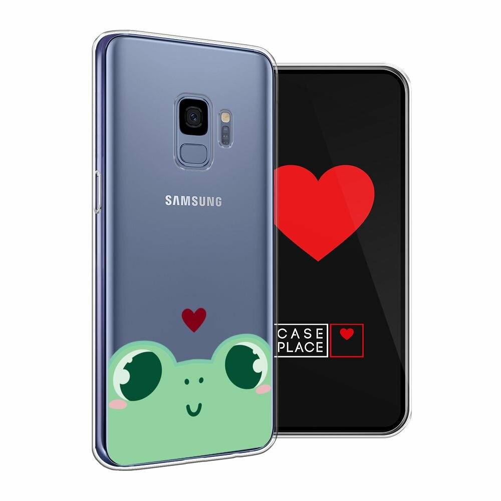 Чехол на Samsung Galaxy S9 / Самсунг Галакси С9 с принтом "Влюблённая лягушка - 14 февраля", прозрачный — фото 1