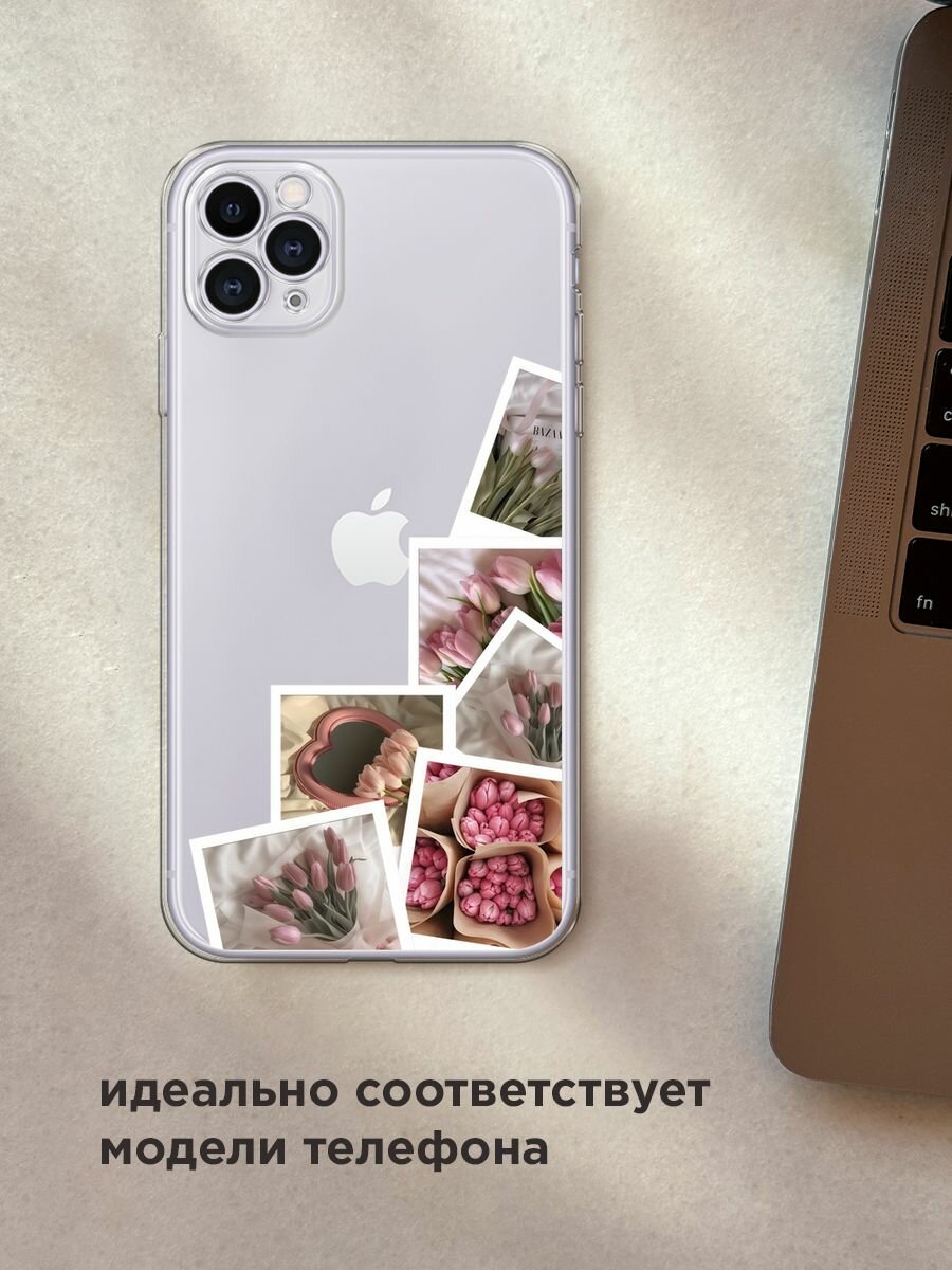 Чехол на Apple iPhone 11 Pro / Айфон 11 Про с принтом "Весенние фото - 8 марта", прозрачный — фото 1