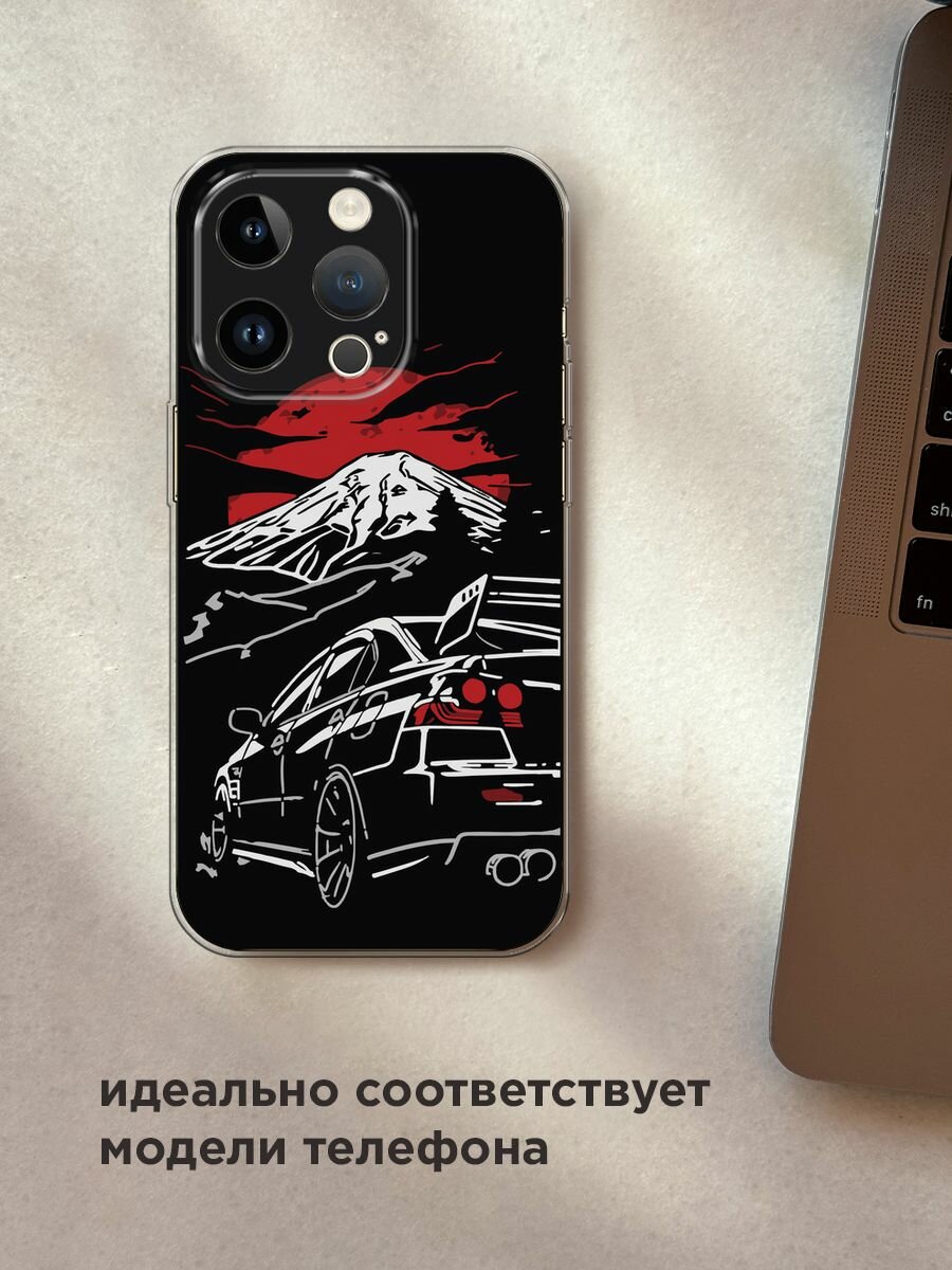 Чехол на Apple iPhone 14 Pro / Айфон 14 Про с принтом "Машина в горах JDM" — фото 1