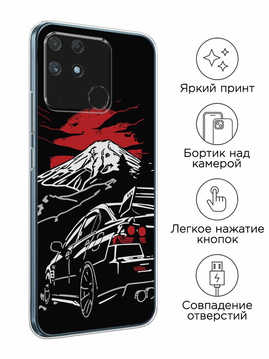 Чехол на Realme Narzo 50A / Реалми Нарзо 50A с принтом "Машина в горах JDM" — фото 1
