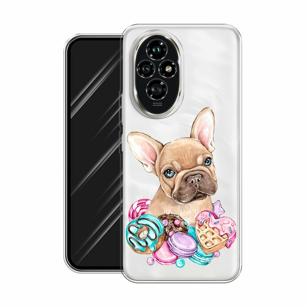 Чехол на Honor 200 / Хонор 200 с принтом Бульдог и сладости, прозрачный — фото 1