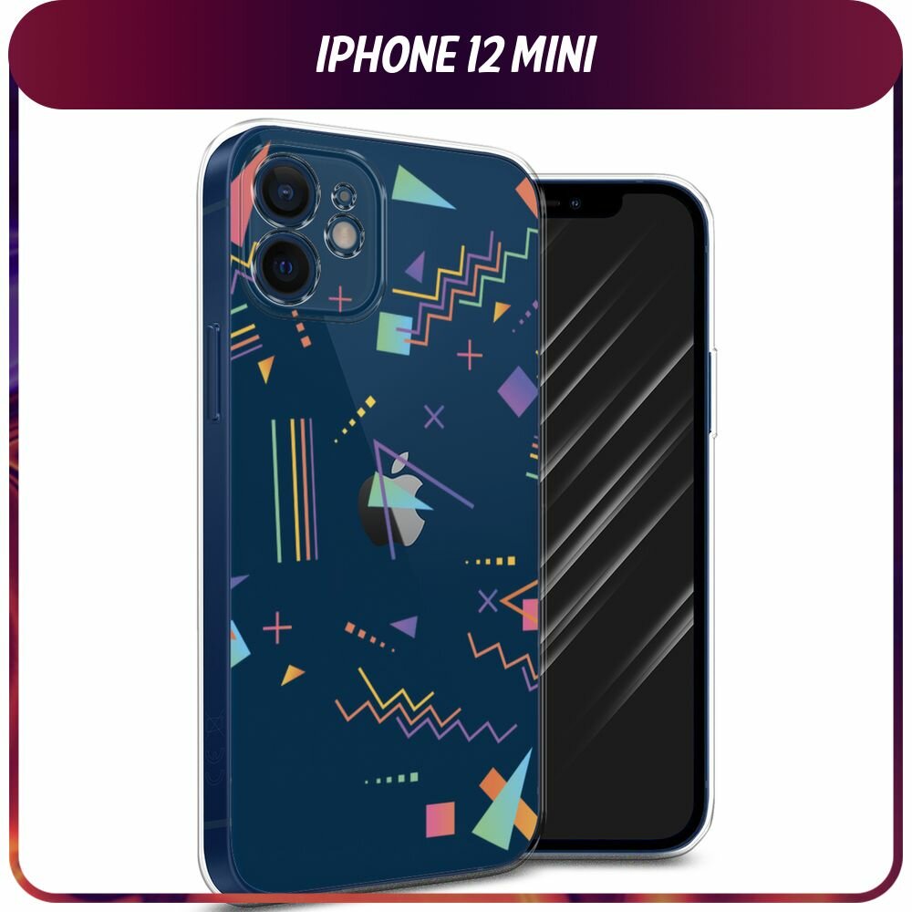 Чехол на Apple iPhone 12 mini / Айфон 12 Мини с принтом Случайный порядок, прозрачный