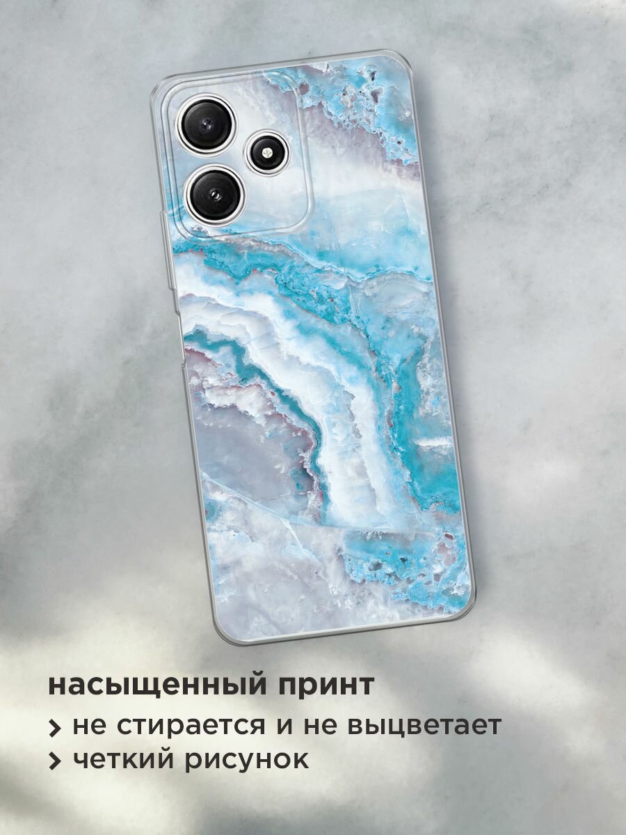 Чехол на Xiaomi Redmi 12 / Сяоми Редми 12 с принтом "Нежно-голубой мрамор" — фото 1