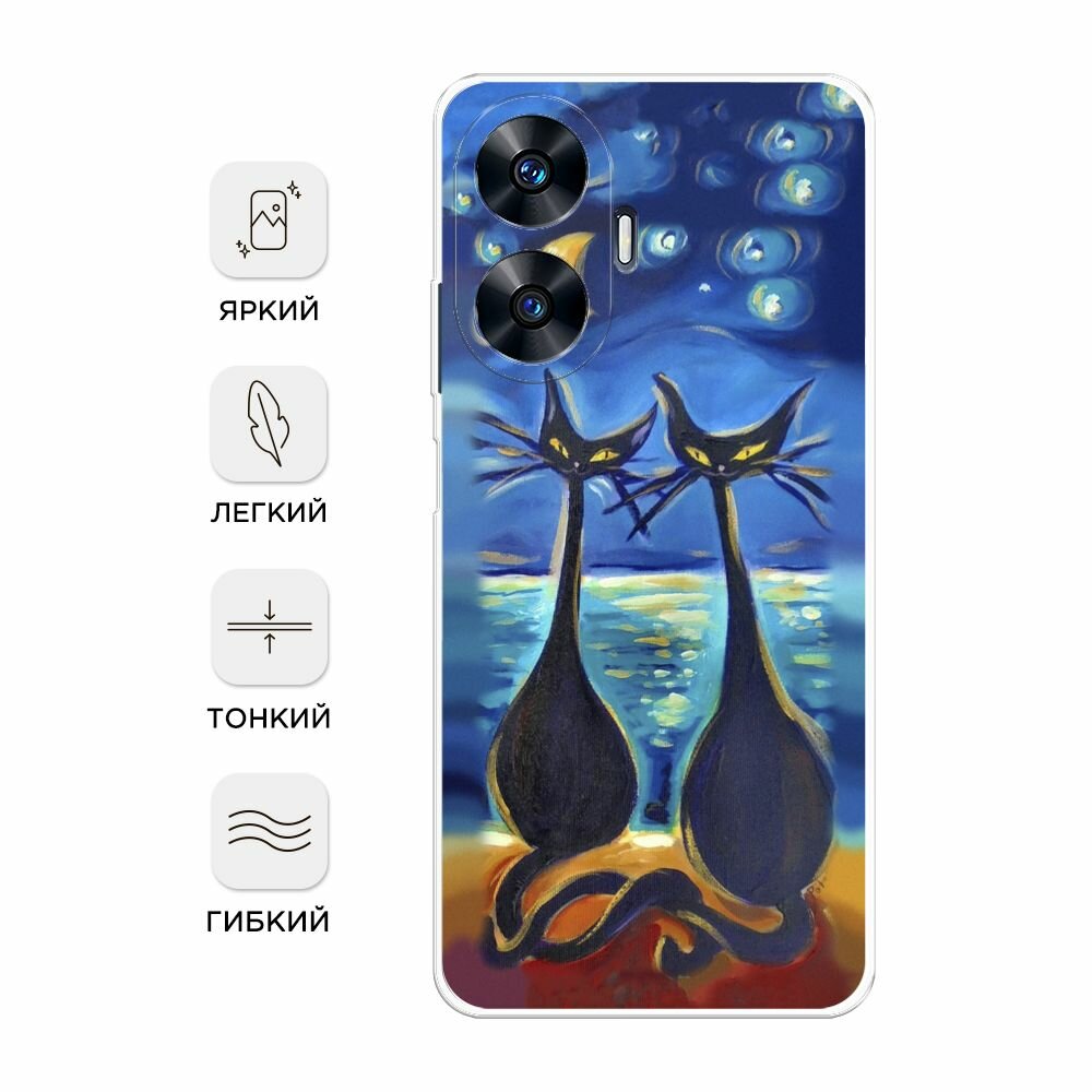 Чехол на Realme C55 / Реалми C55 с принтом "Влюбленные котики 7" — фото 1