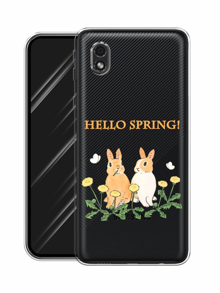 Чехол на Samsung Galaxy A01 Core / Самсунг Галакси А01 Core с принтом "Весенние кролики", прозрачный — фото 1