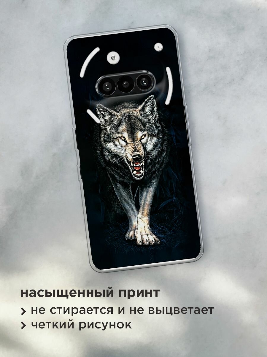 Чехол на Nothing Phone 3a / Нотинг Фон 3а с принтом "Злобный волк из ночи" — фото 1