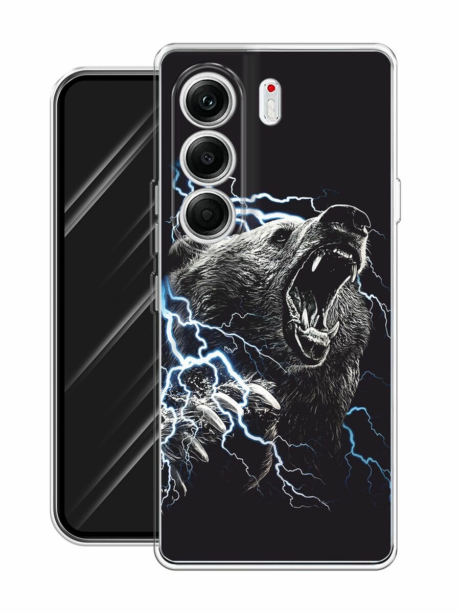 Чехол на Tecno Camon 40 Pro / Текно Камон 40 Про с принтом "Гроза и медведь" — фото 1