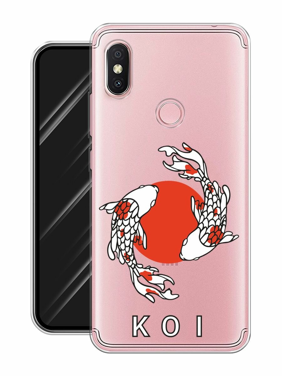 Чехол на Xiaomi Redmi S2 (Redmi Y2) / Сяоми Редми С2 (Редми Y2) с принтом Карпы кои, прозрачный — фото 1