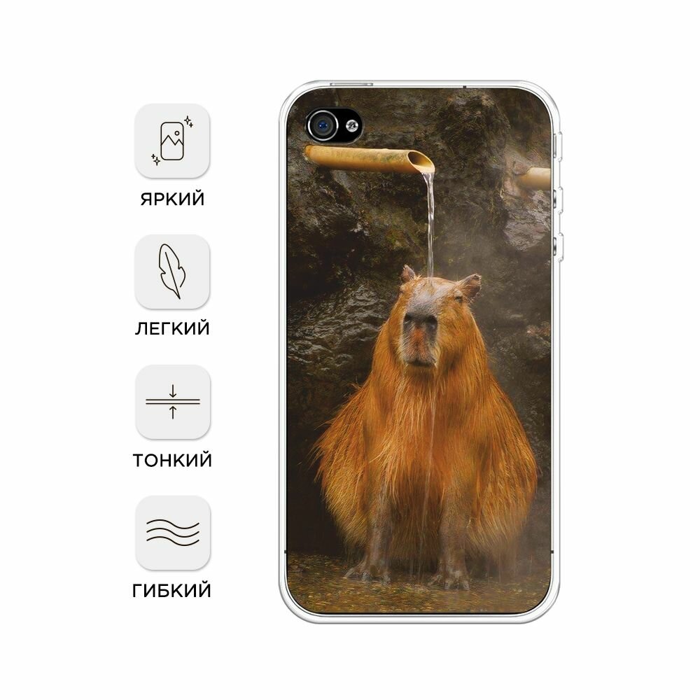 Чехол на Apple iPhone 4/4S / Айфон 4/4S с принтом "Капибара на отдыхе" — фото 1