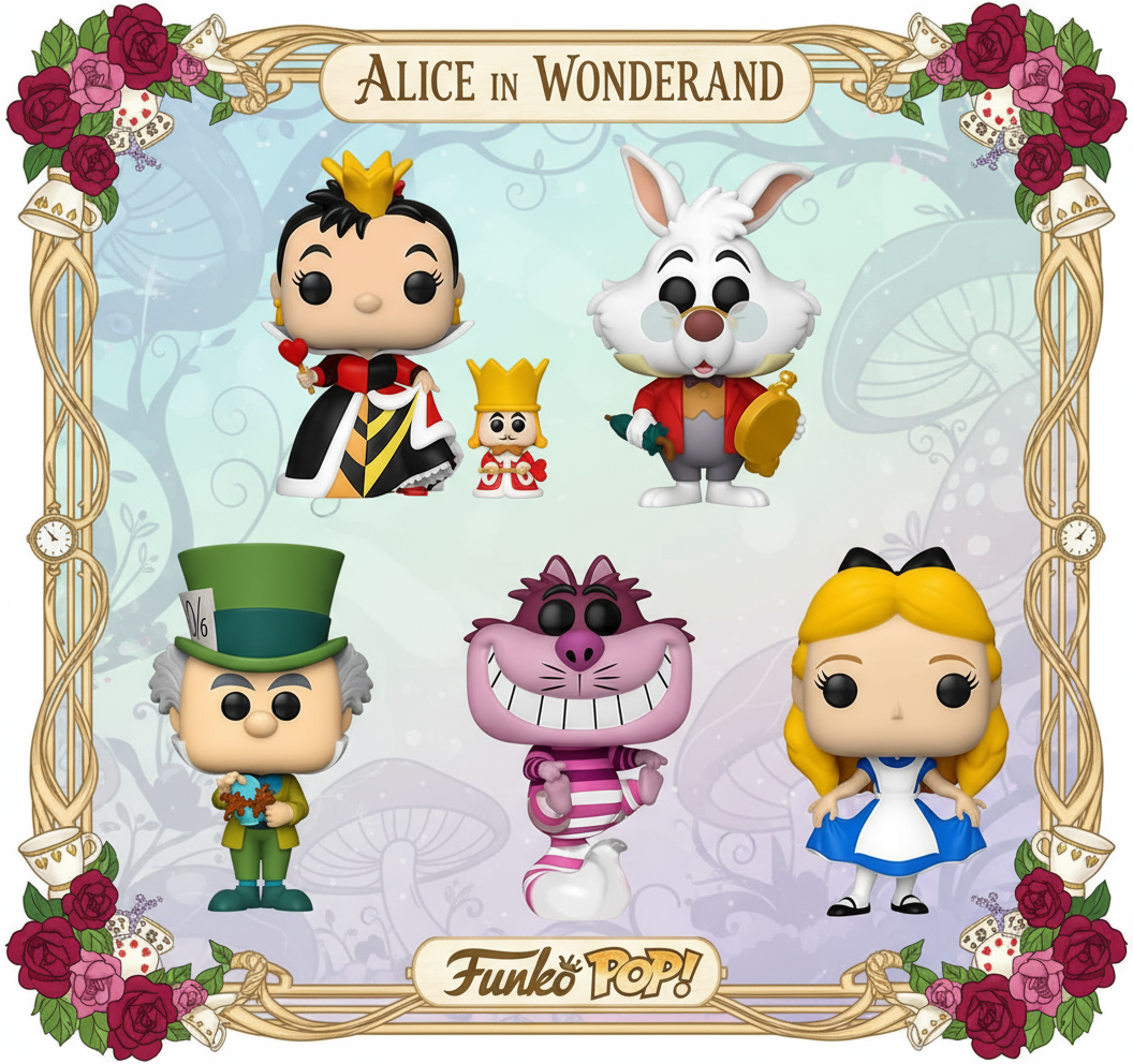 Набор 5 фигурок Funko Pop! Disney: Alice in Wonderland 70th, Алиса в Стране Чудес