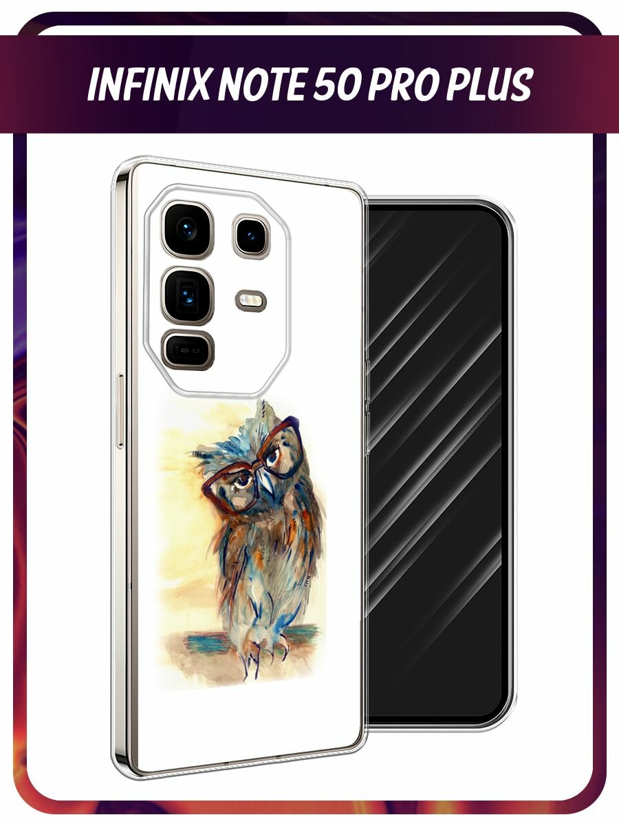 Чехол на Infinix Note 50 Pro + / Инфиникс Нот 50 Про + с принтом сова эскиз