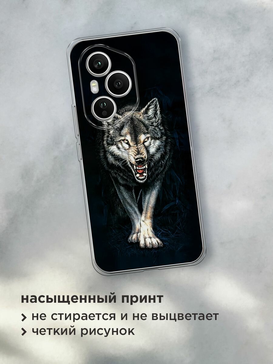 Чехол на Honor 400 Pro / Хонор 400 Про с принтом "Злобный волк из ночи" — фото 1
