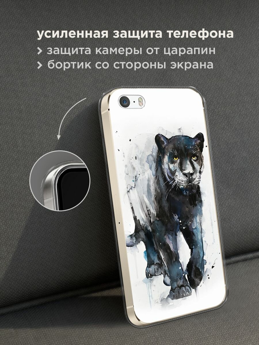 Чехол на Apple iPhone 5/5S/SE / Айфон 5/5S/SE с принтом "Пантера арт 3" — фото 1