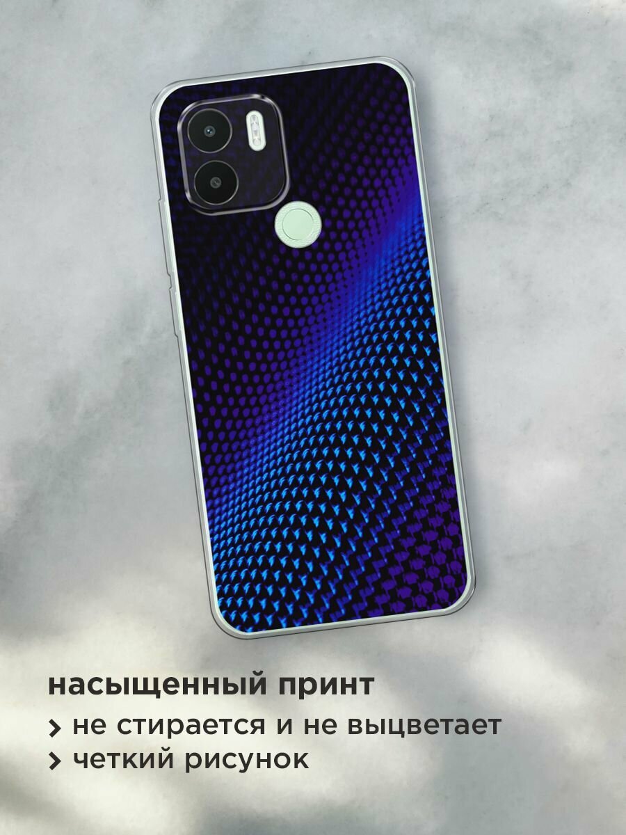 Чехол на Xiaomi Redmi A1+/Redmi A2+/Poco C51/C50 / Редми A1+ с принтом "Синий карбон" — фото 1