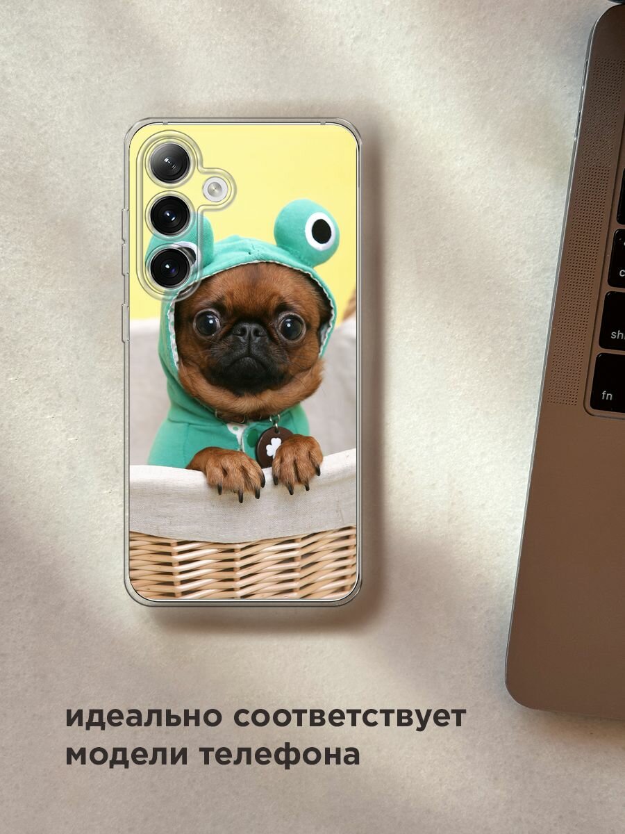 Чехол на Samsung Galaxy S24 / Самсунг S24 с принтом "Собачка в шапке лягушки" — фото 1