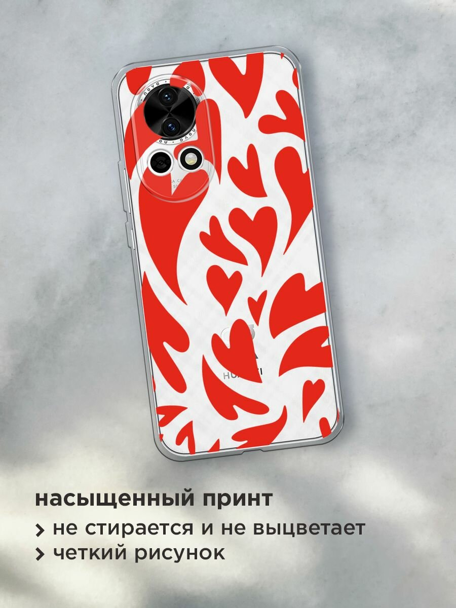 Чехол на Huawei Nova 12/Nova13 / Хуавей Нова 12/Нова 13 с принтом "Crazy hearts 2 - 14 февраля", прозрачный — фото 1