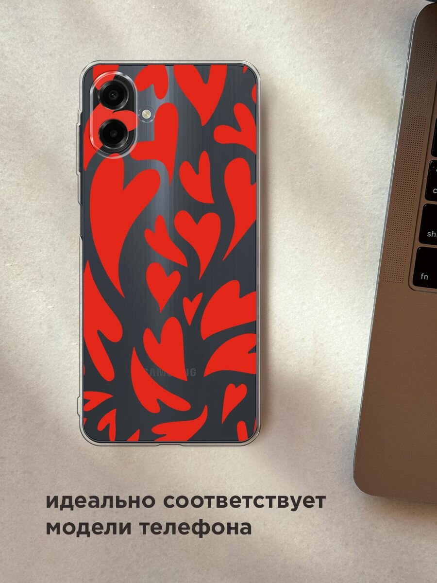 Чехол на Samsung Galaxy A07 / Самсунг А07 с принтом "Crazy hearts 2 - 14 февраля", прозрачный — фото 1