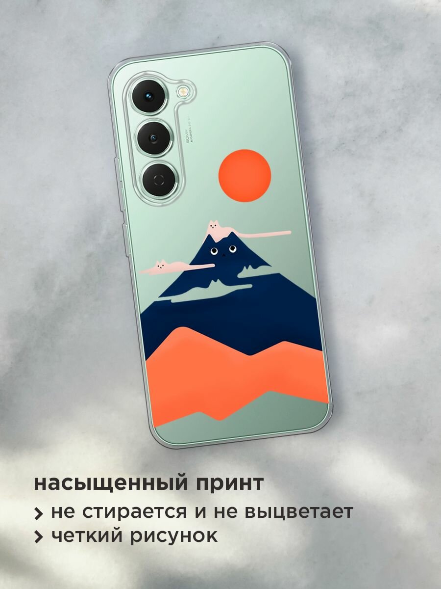 Чехол на Tecno Spark 40 Pro / Текно Спарк 40 Про с принтом "Кот-гора", прозрачный — фото 1