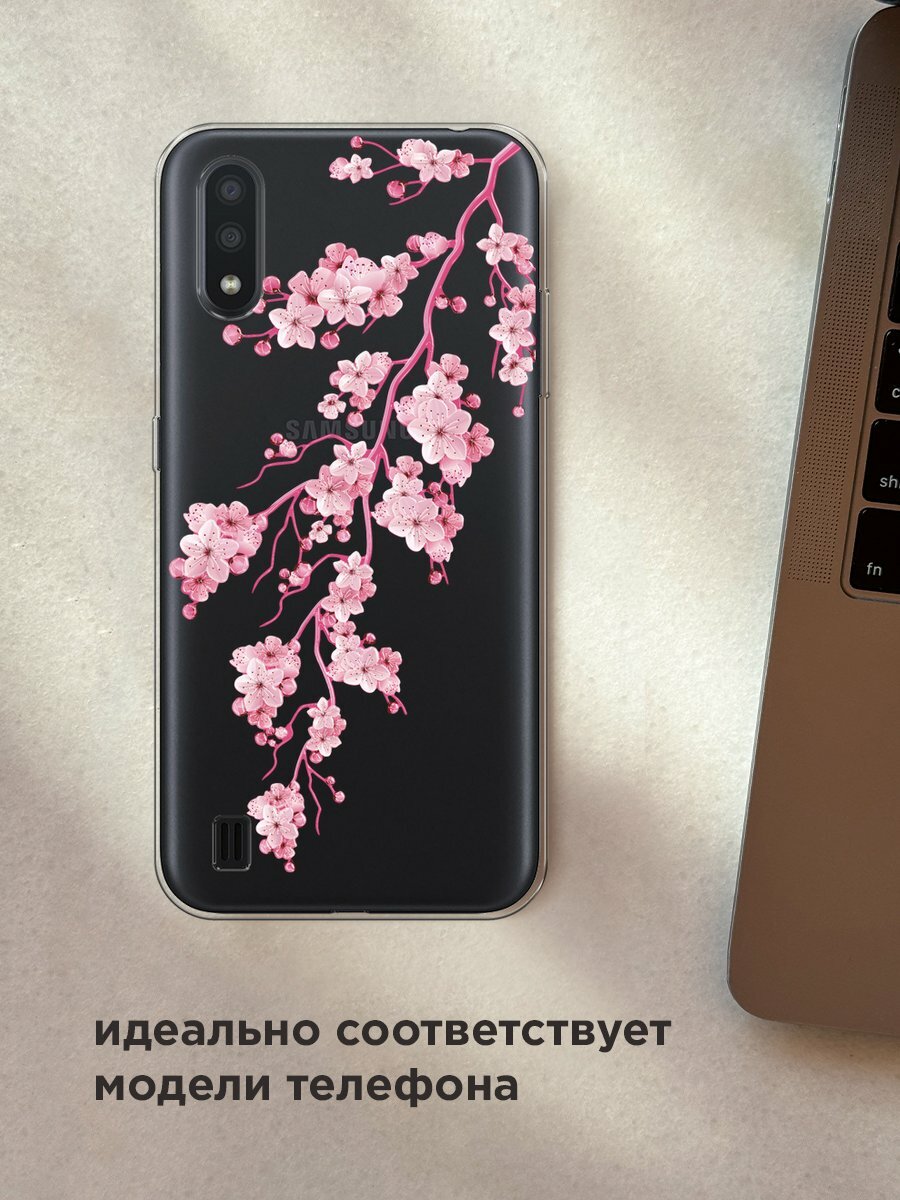 Чехол на Samsung Galaxy A01 / Самсунг Гэлакси А01 с принтом "Ветка сакуры 2" — фото 1