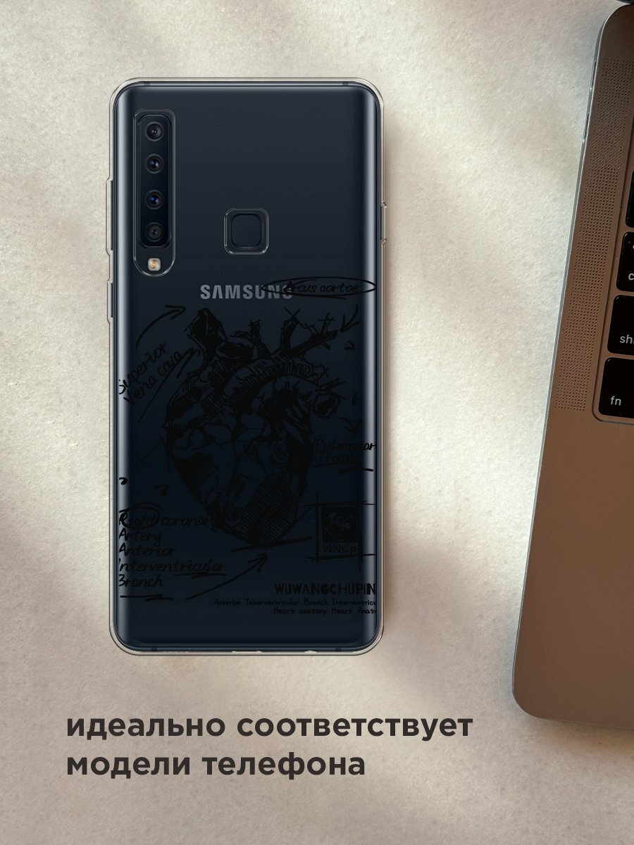 Чехол на Samsung Galaxy A9 2018 / Самсунг Галакси А9 2018 с принтом "Анатомическое сердце 2", прозрачный — фото 1