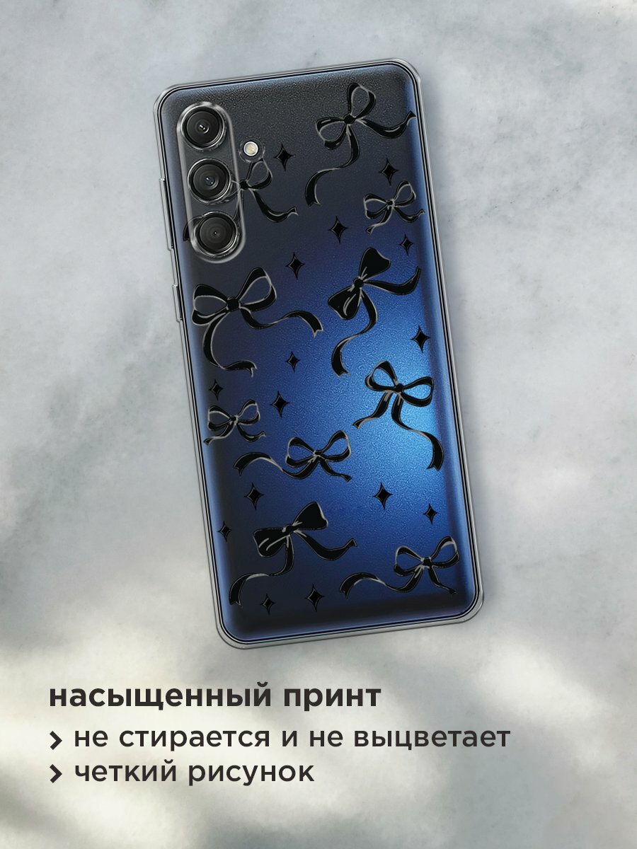 Чехол на Samsung Galaxy M55 / Самсунг M55 с принтом "Милые чёрные бантики 4" — фото 1