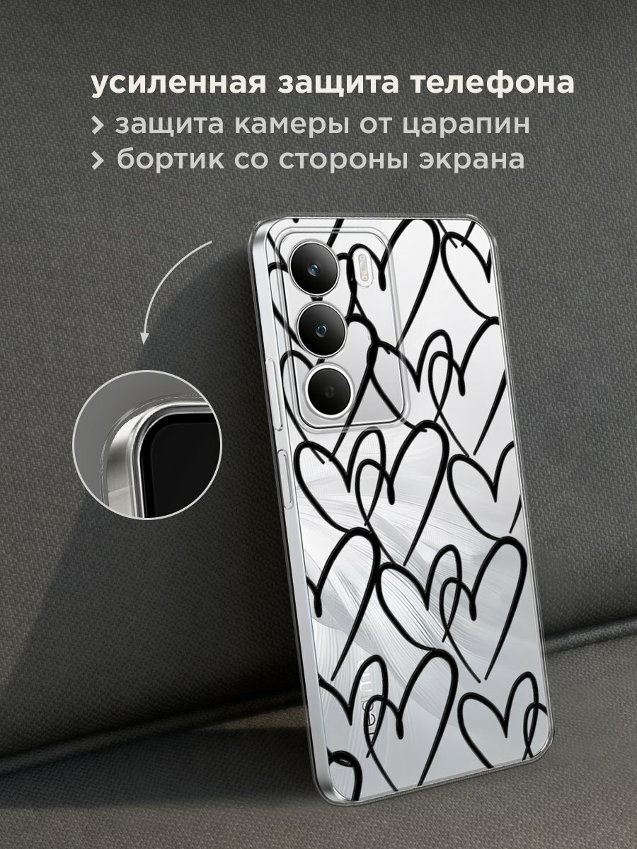 Чехол на Realme C71/P3 Lite 4G / Реалми С71/P3 Лайт 4G с принтом "Hearts doodle black 1" — фото 1