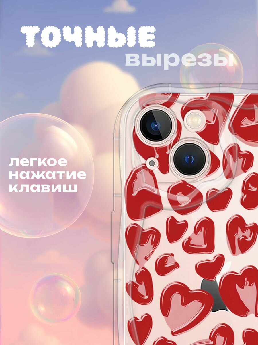 Чехол на Apple iPhone 13 / Айфон 13 с принтом Множество красных сердец — фото 1