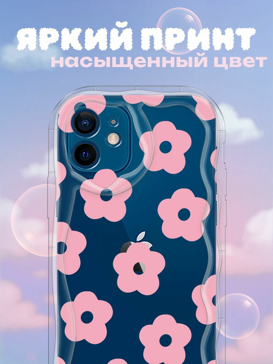 Чехол на Apple iPhone 12/12 Pro / Айфон 12 с принтом "Цветы розовые паттерн" — фото 1