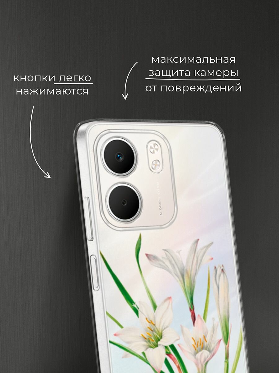 Чехол на Oppo A5x / Оппо А5x с принтом "White lily", прозрачный — фото 1
